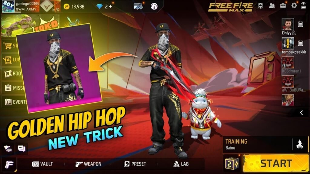 Free Fire Max Golden Hip Hop Bundle 2025: A Bold Mix of Style, Swag ...